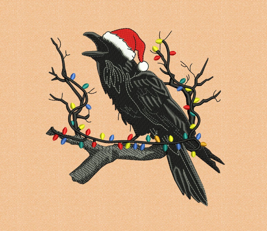Christmas Crow Embroidery Design | Festive Santa Raven (instant ...
