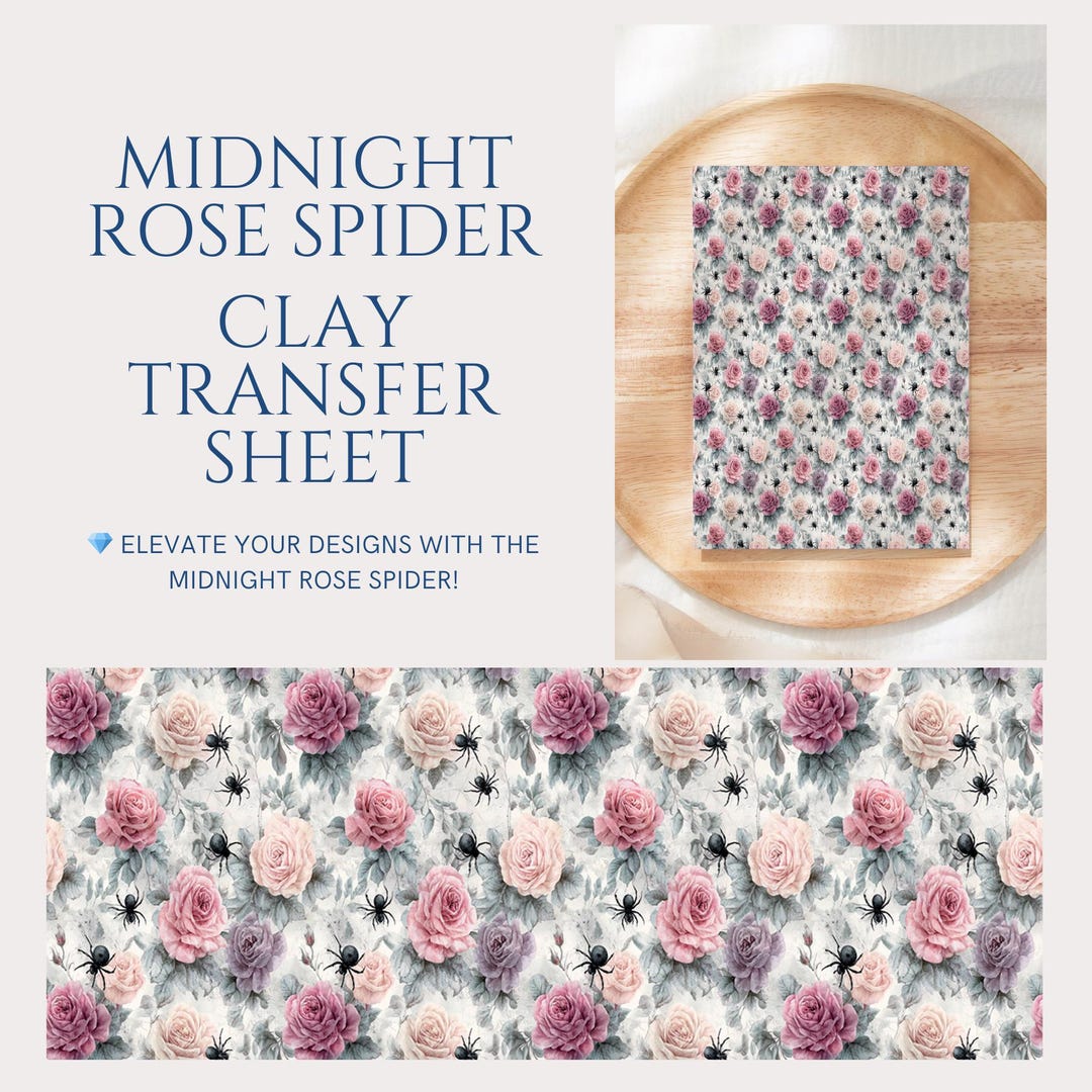 Gothic Rose Spider Clay Transfer Sheet | Jewelry Making - Etsy