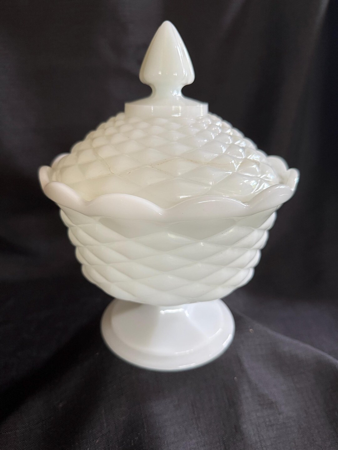 Milk Glass Covered Candy Dish