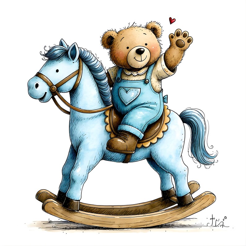 Watercolor Teddy Bear Clipart - Blue Baby Teddies PNG - Nursery Digital ...