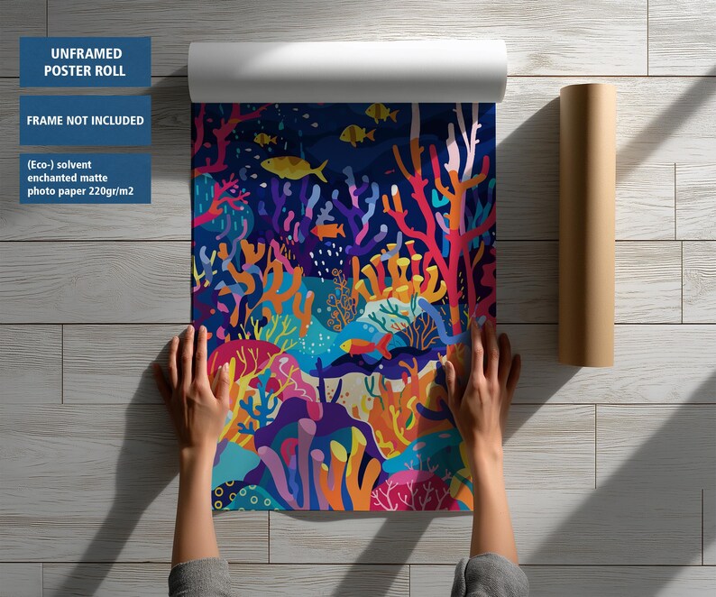 Coral Reef Poster Print: Vibrant Marine Life Illustration, Coastal ...