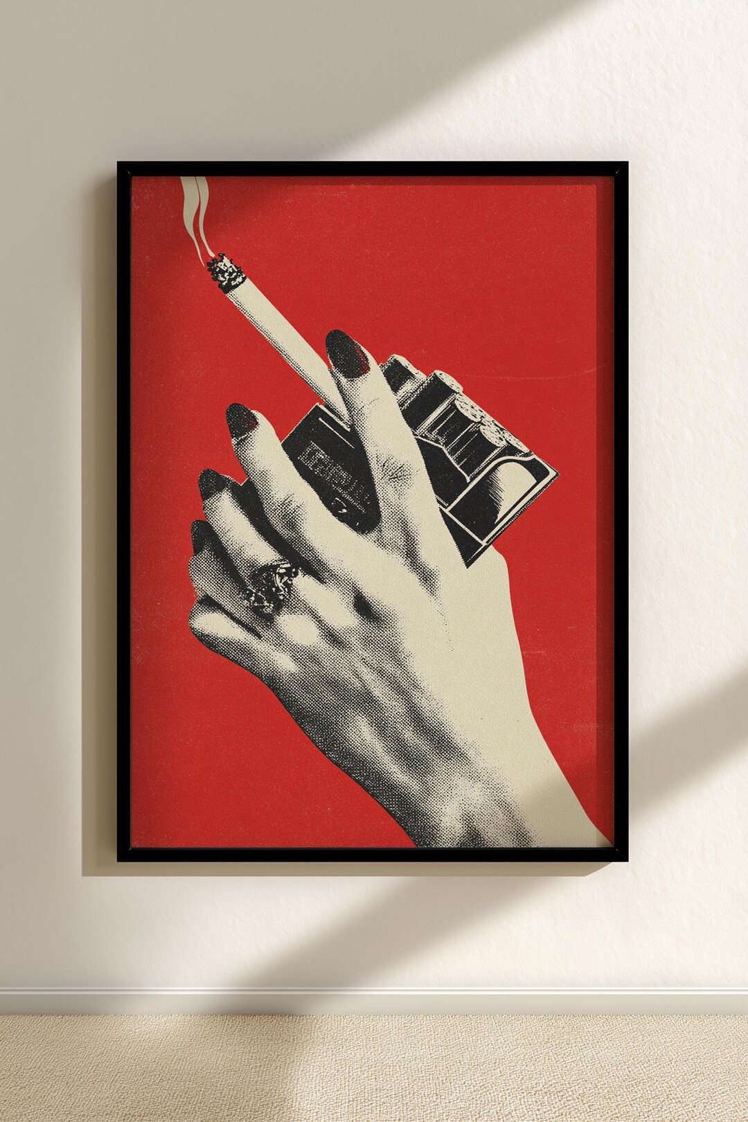 Pop Art Cigarette Poster, Retro Hand Illustration, Vintage Smoking Wall ...