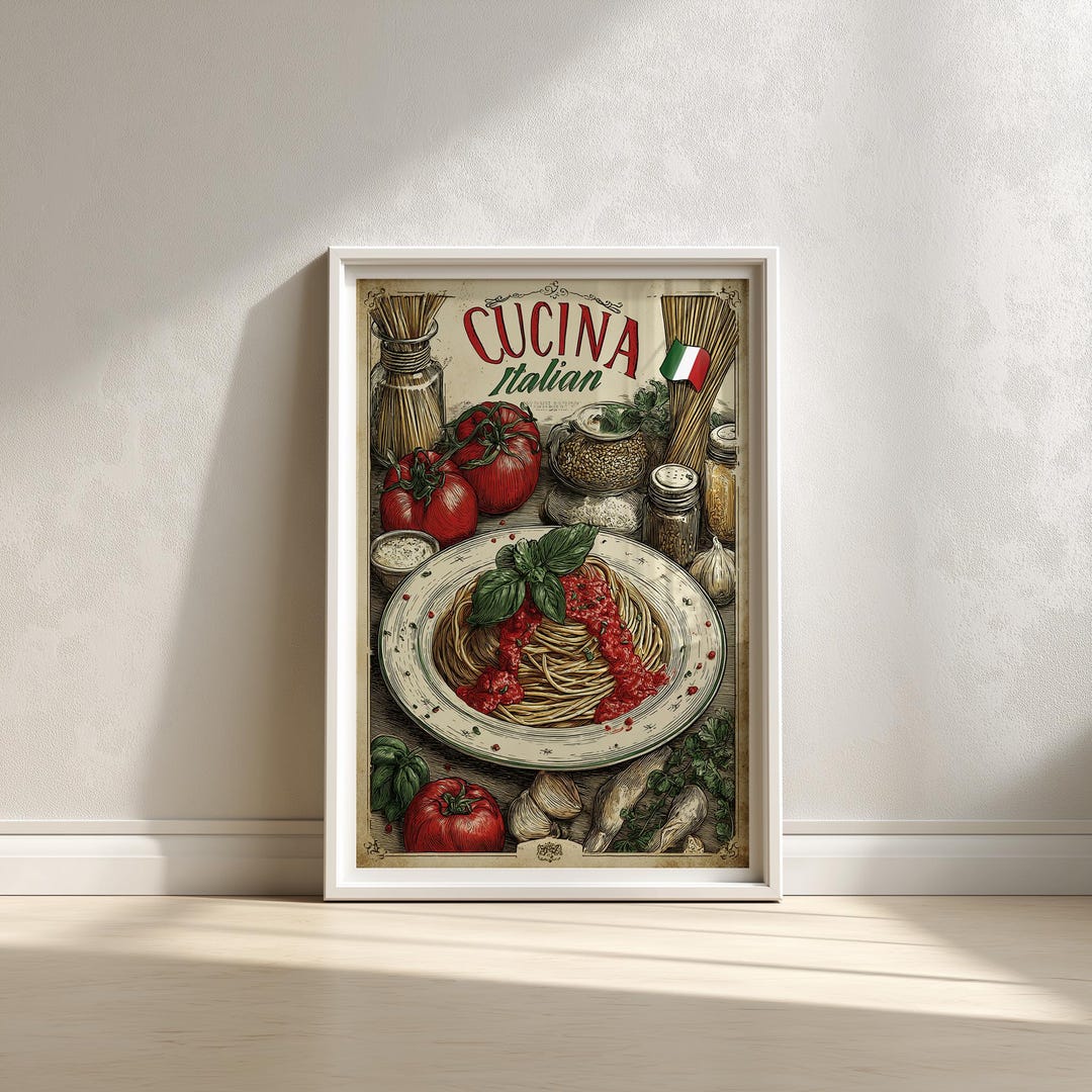 Italian Kitchen Art Print, Vintage Pasta Poster, Cucina Italiana Wall ...