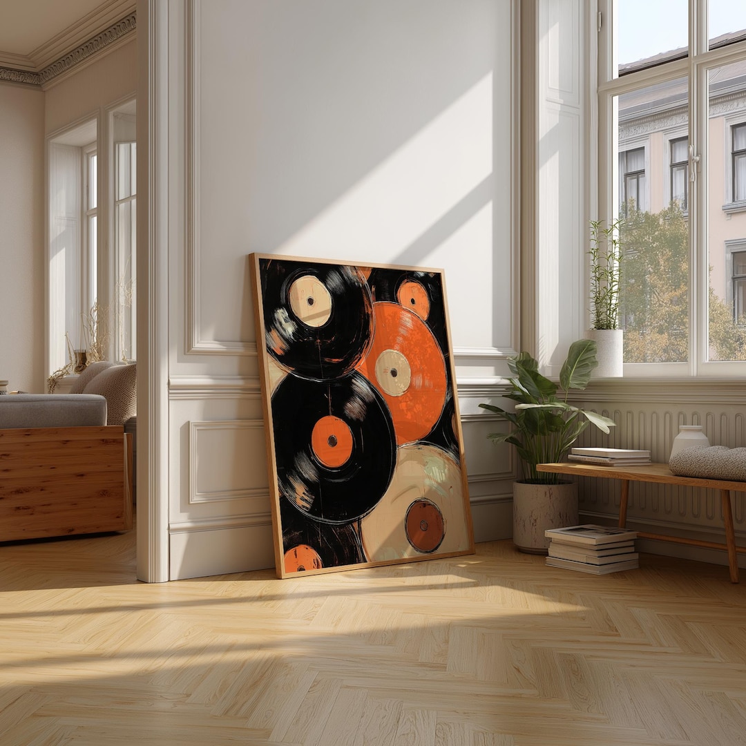 Abstract Vinyl Record Art Print, Retro Music Room Decor - Etsy
