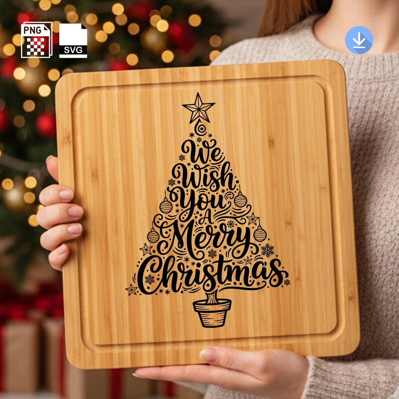 Christmas Tree Laser Engraving Design | We Wish You a Merry Christmas ...
