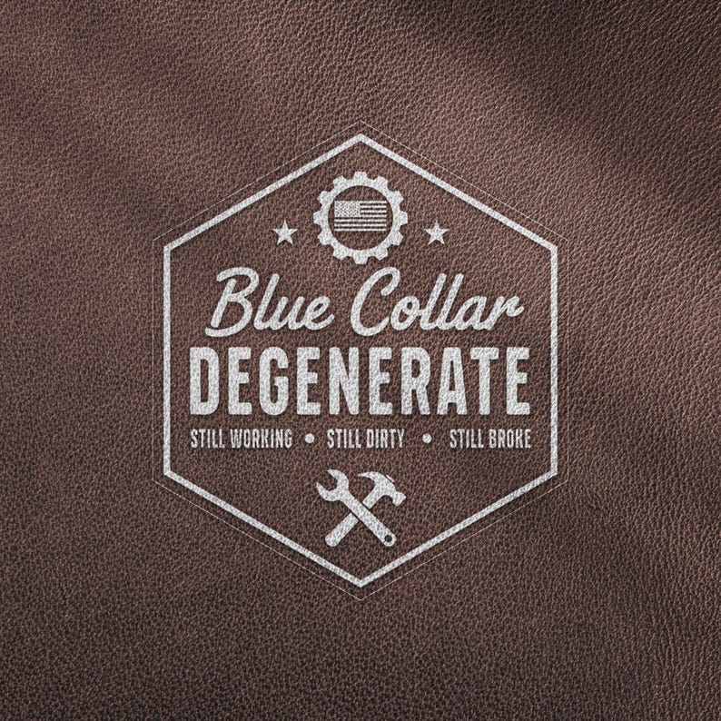 Blue Collar Degenerate SVG, PNG Laser Engraving File for Leather Hat ...