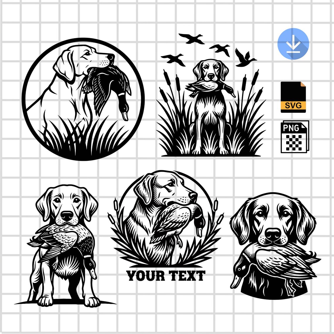 Hunting Dog SVG Bundle | Labrador Retriever With Duck PNG | Waterfowl ...