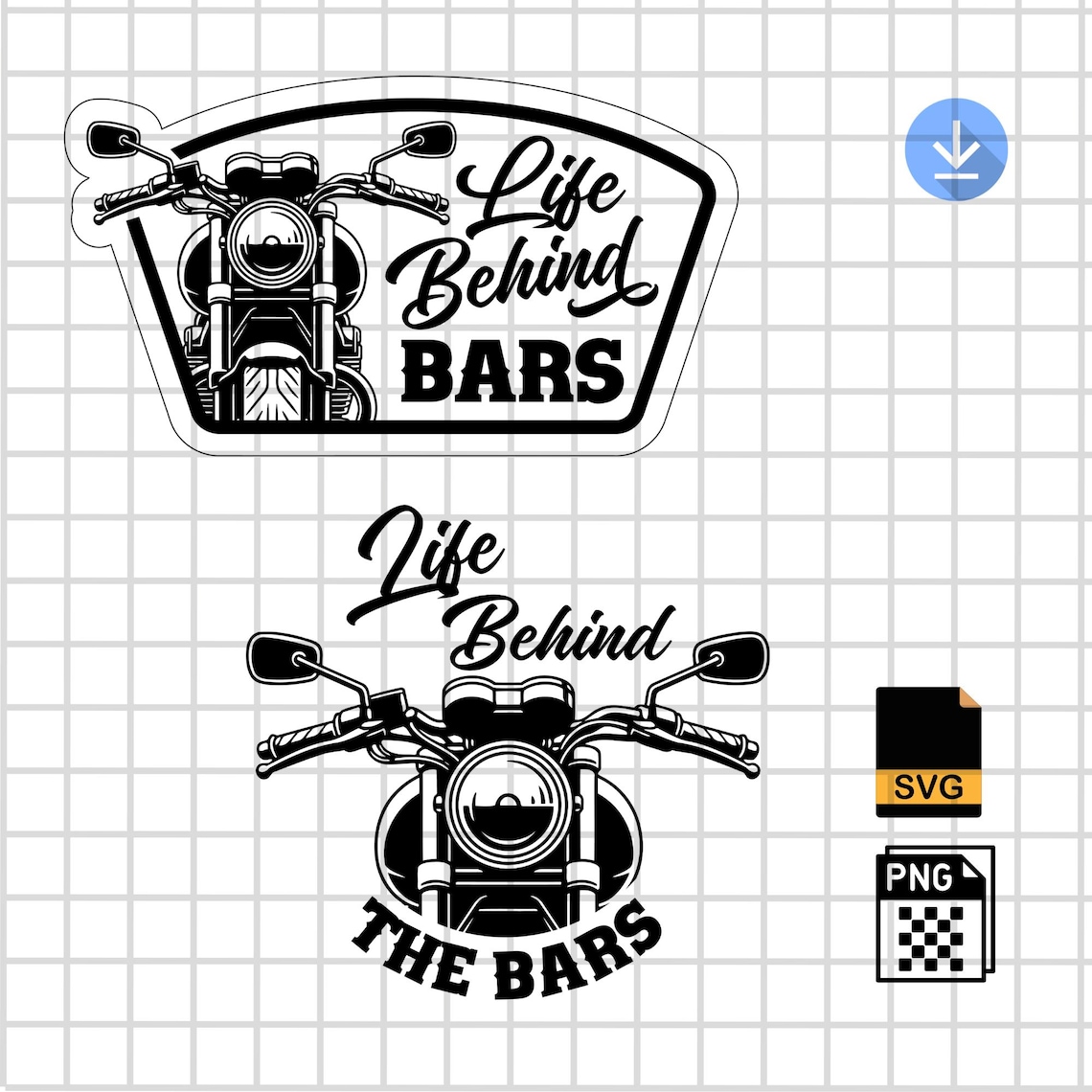 Life Behind Bars SVG PNG, Motorcycle Biker Quote Design, Chopper Harley ...