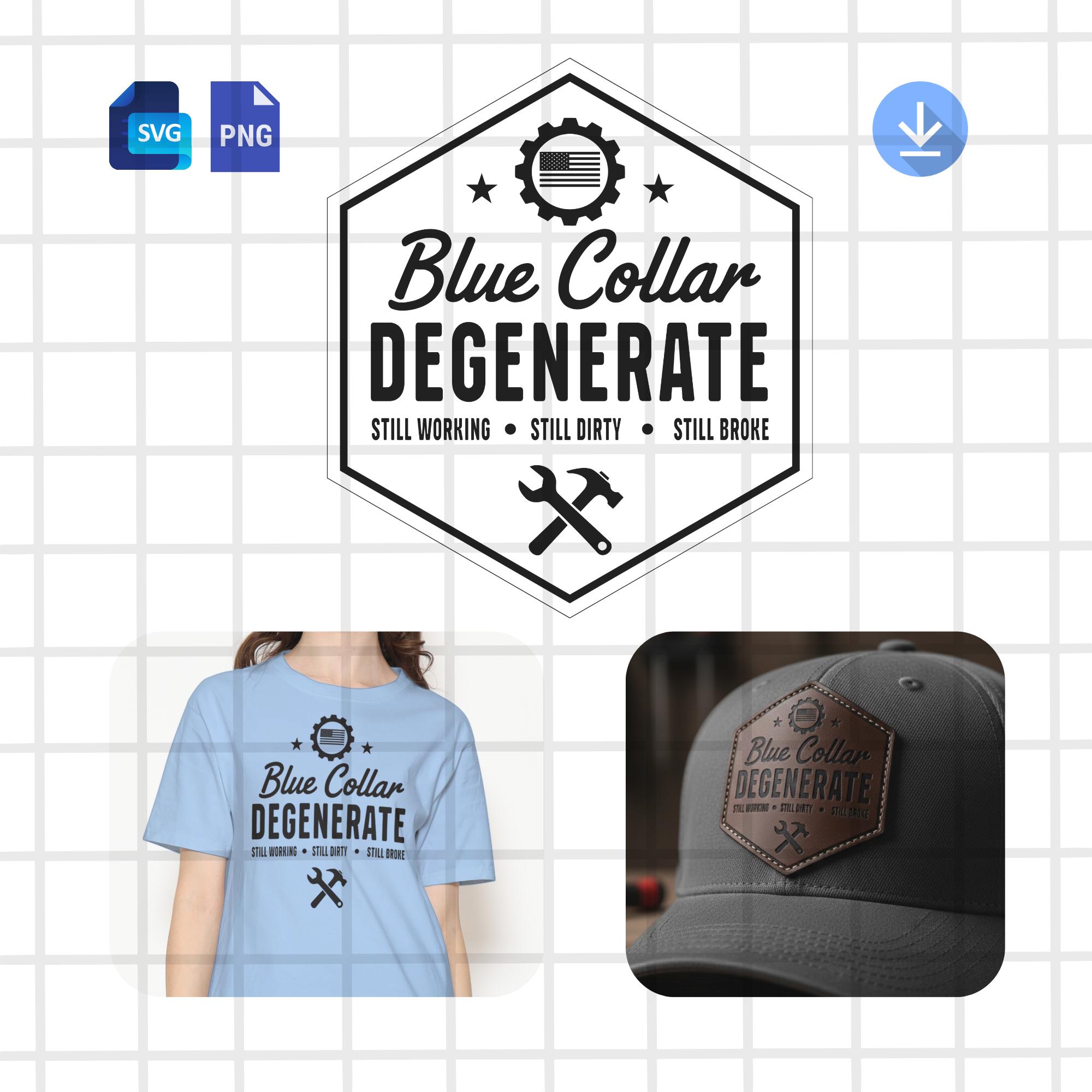 Blue Collar Degenerate SVG, PNG Laser Engraving File for Leather Hat ...