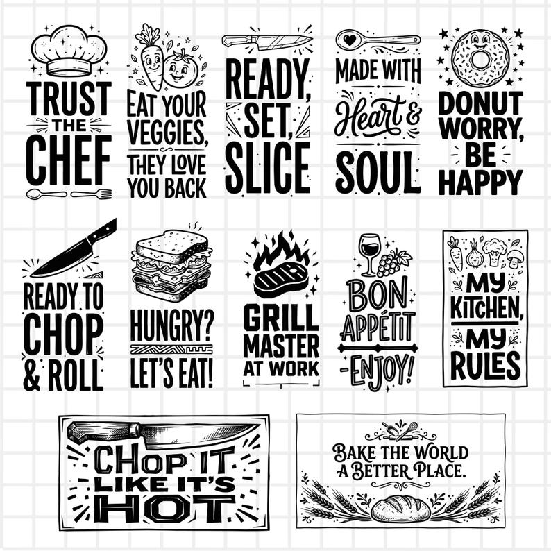 Funny Cutting Board SVG PNG Bundle – Kitchen Quotes | Laser Engraving ...
