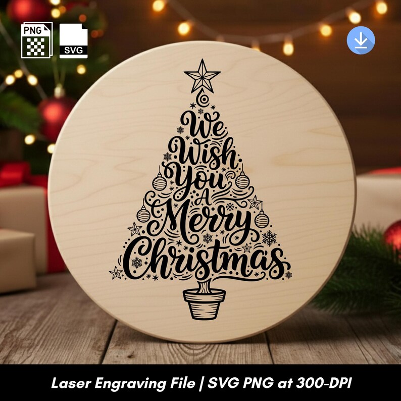 Christmas Tree Laser Engraving Design | We Wish You a Merry Christmas ...