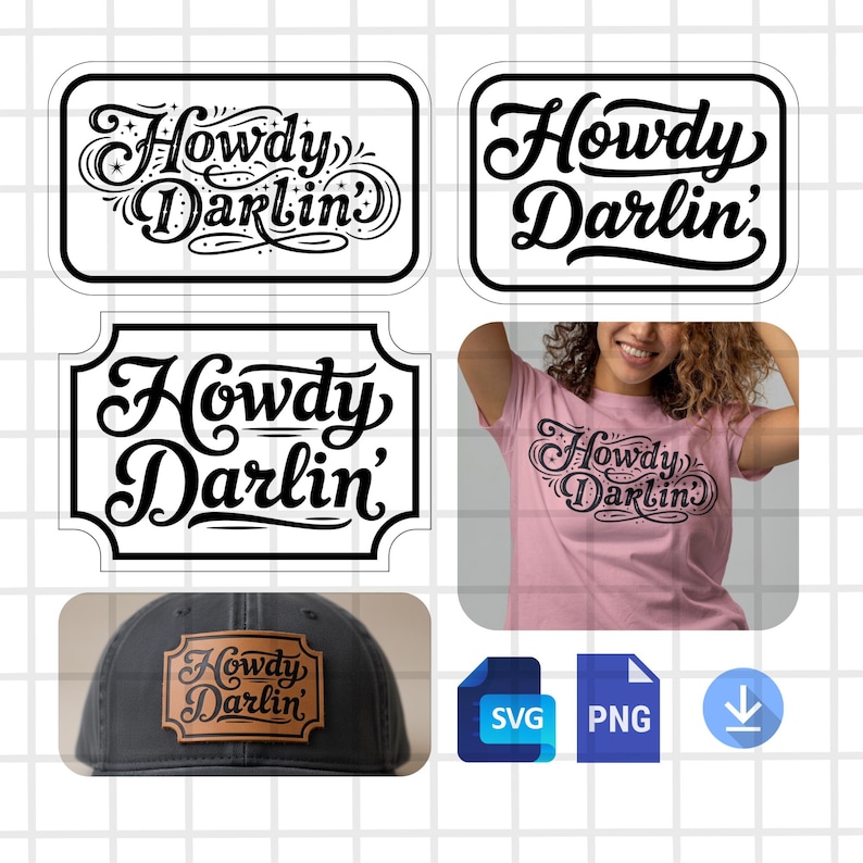 Howdy Darlin’ SVG PNG | Western Laser Engraving File for Leather Hat ...