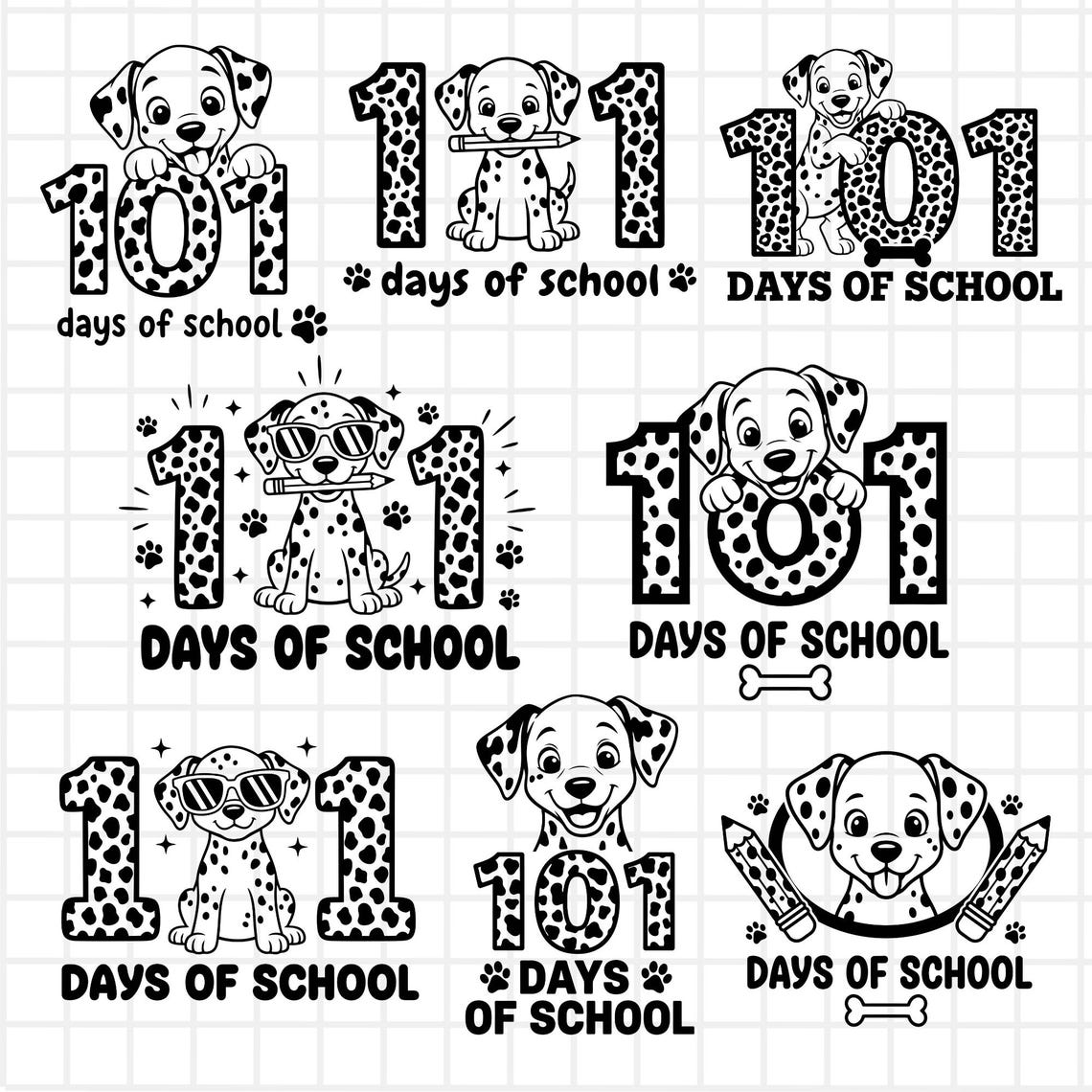 101 Days of School Dalmatian SVG, 101 Dalmatians Dog Clipart ...