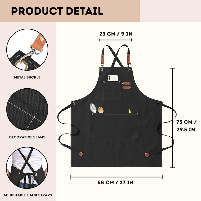 Customizable BBQ Apron: Durable Canvas Grilling Wear With Leather ...