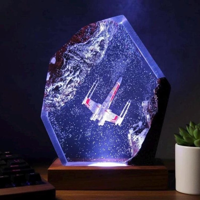 Sci-fi Space Fighter Squadron Resin Lamp, Handmade Galactic Night Light ...