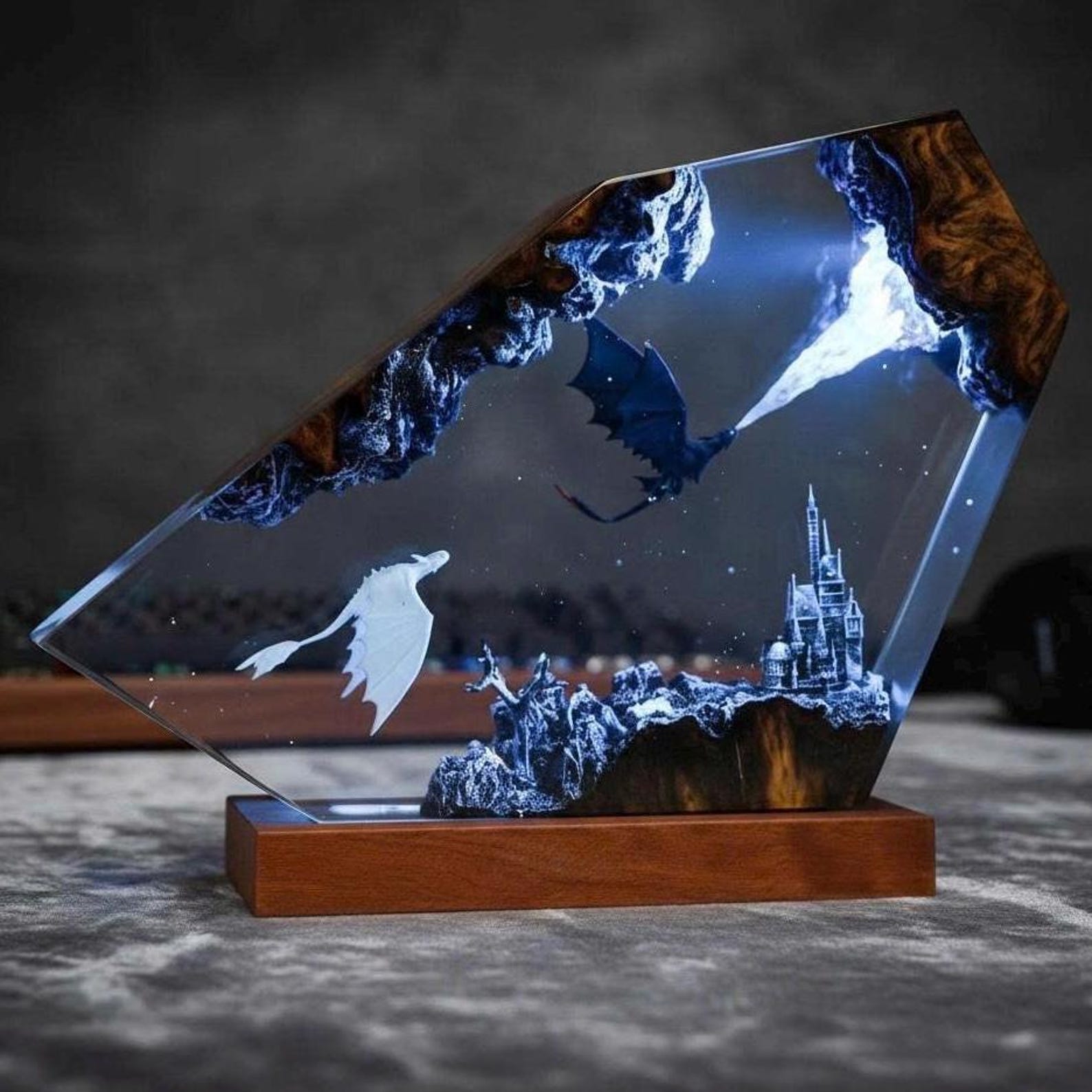 Valentine's Gift, Flying Httyd Dragon Couple Resin Lamp, Fantasy Httyd ...