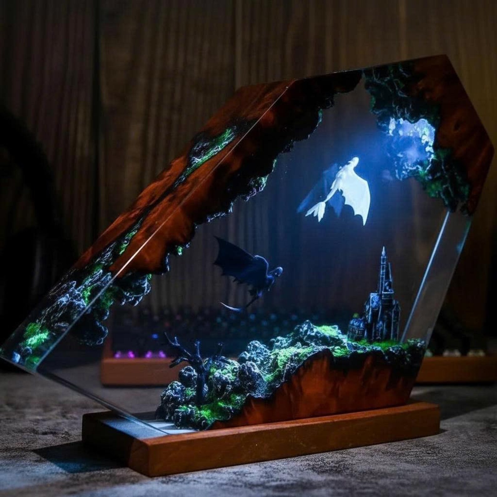 Valentine's Gift, Flying Httyd Dragon Couple Resin Lamp, Fantasy Httyd ...