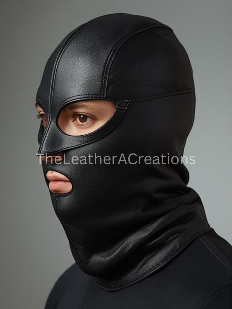 Handmade Black Leather Face Mask – Full Head Cosplay Hood - Etsy