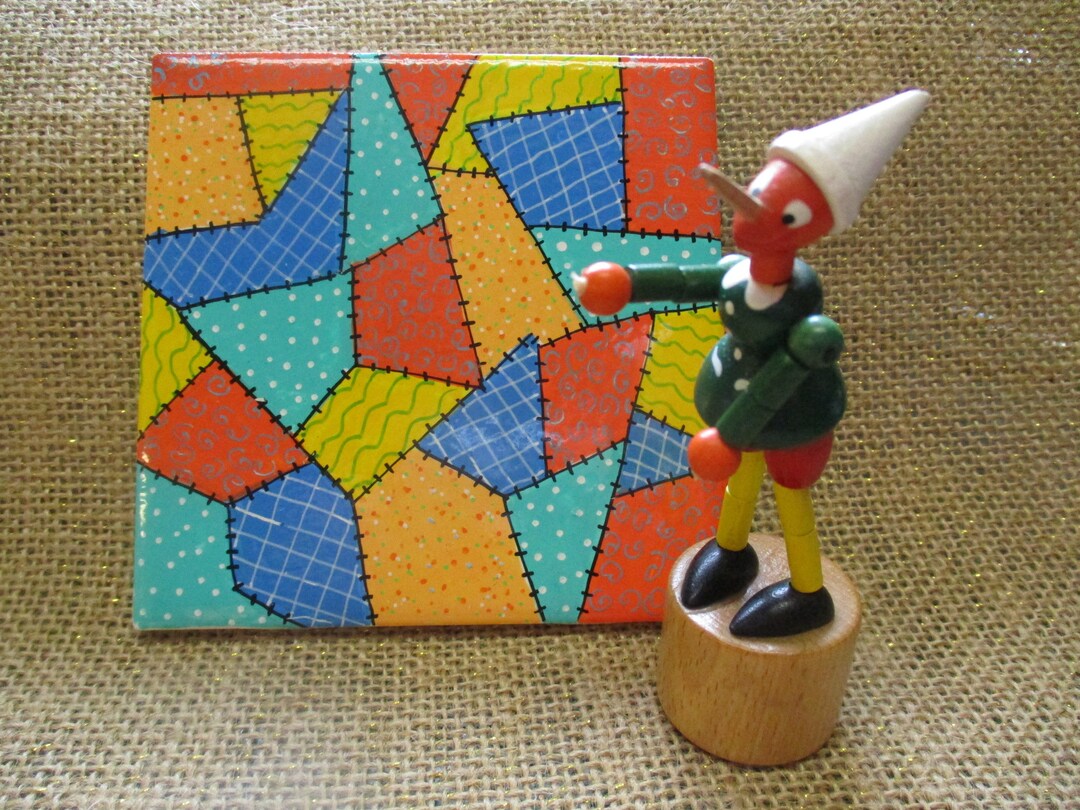 Traditional Wooden Push Button Toy Pinocchio, Jointed Wiggly Puppet Toy ...