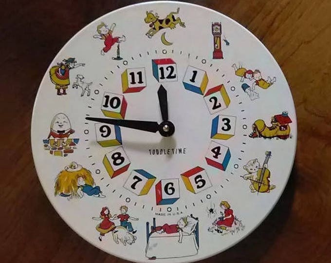 Refurbished Vintage Nursery Clock, Toddletime Nursery Rhyme Clock ...