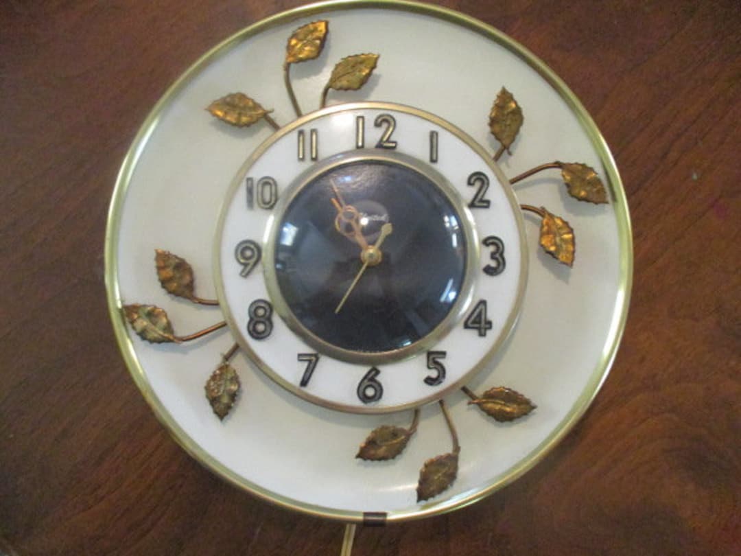 United Clock Corp. Electric Wall Clock, Off-white & Gold With Brass ...