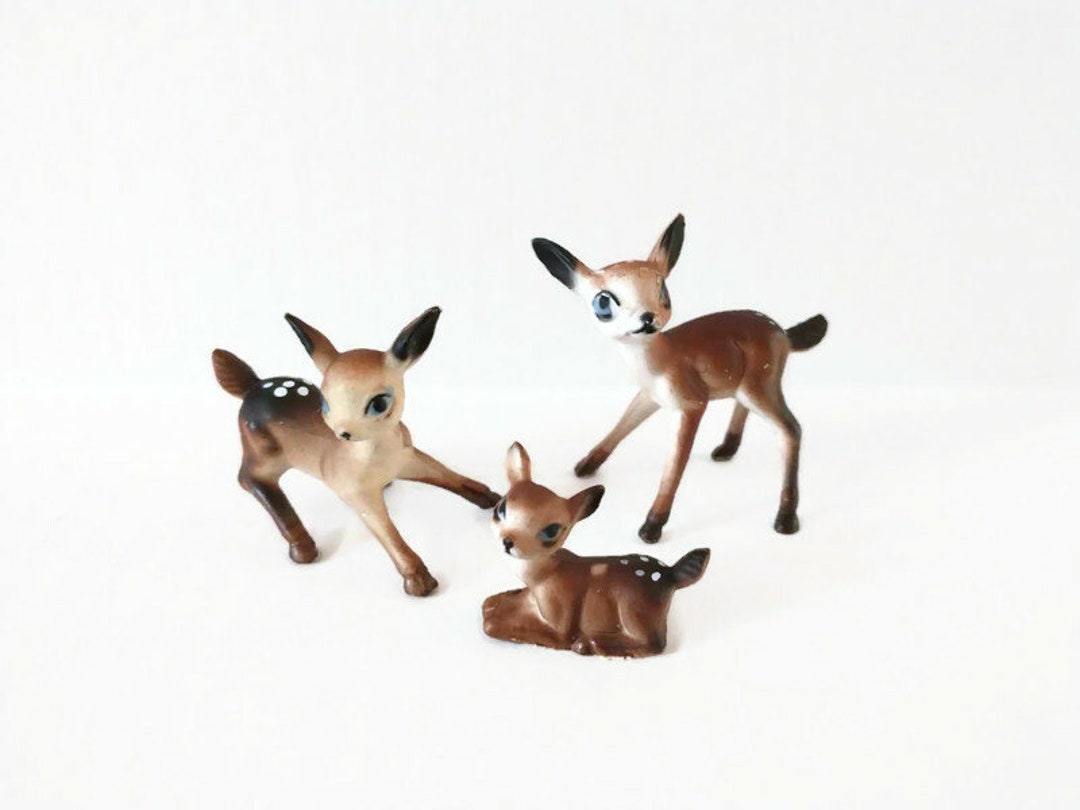 Set of 3 Adorable Miniature Plastic Deer, Mid Century Tiny Plastic Deer ...