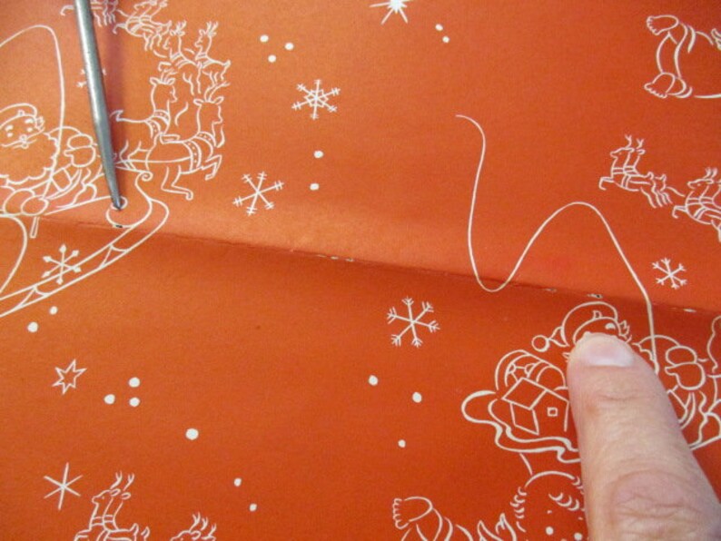 Santa's Sleigh Vintage Christmas Wrapping Paper W/ Red - Etsy