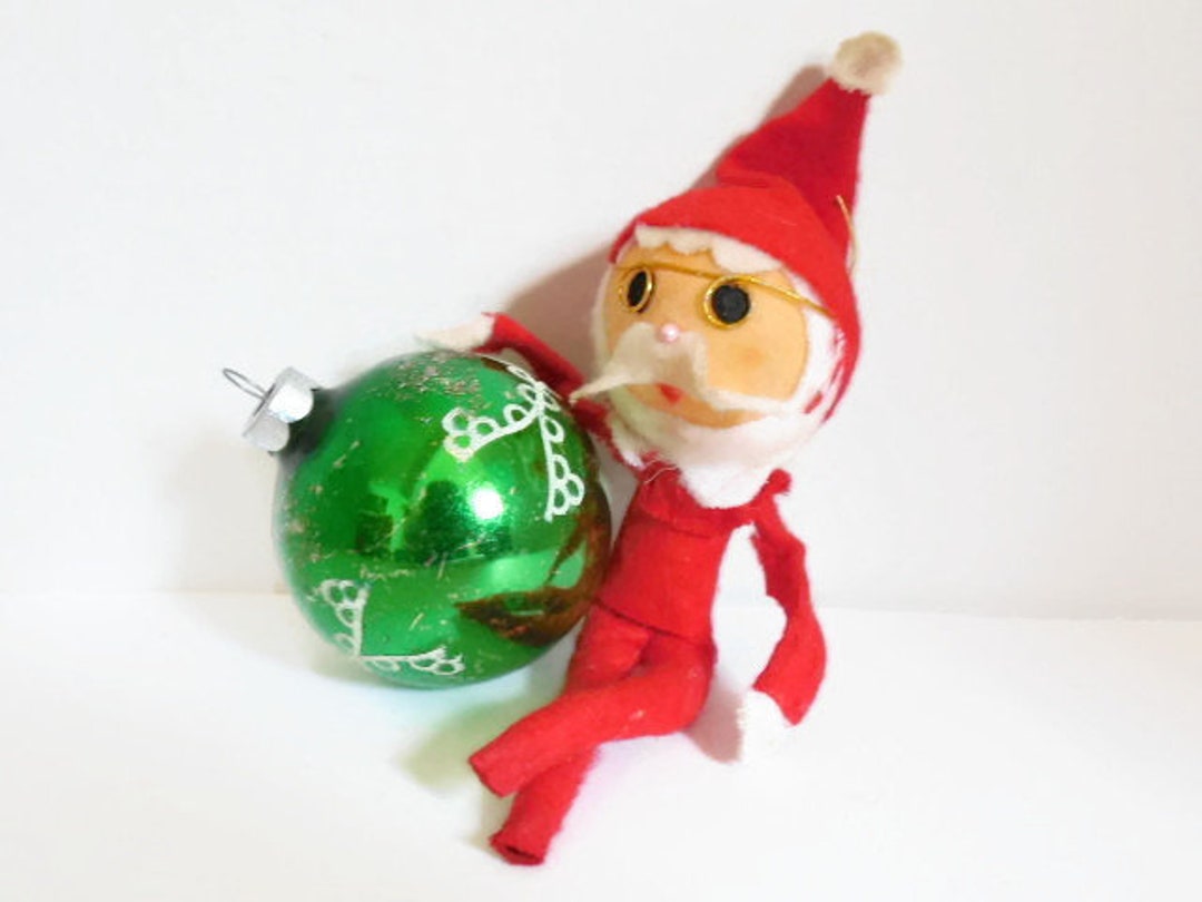 Cute Kitsch Felt Santa Ornament, Poseable Wired Felt Santa Ornament ...