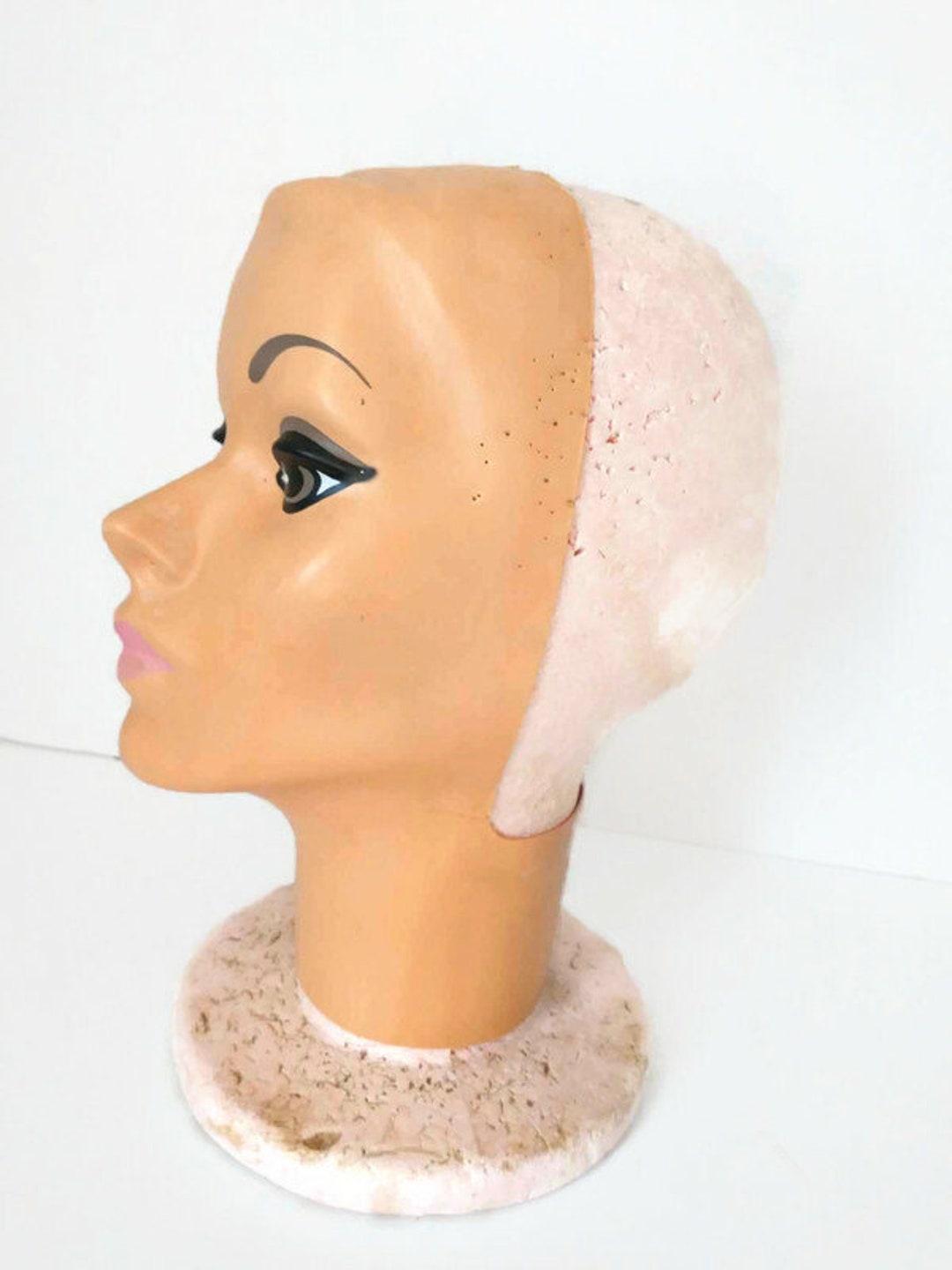 1960s Store Display Woman Mannequin Head, Molded Plastic on Styrofoam ...