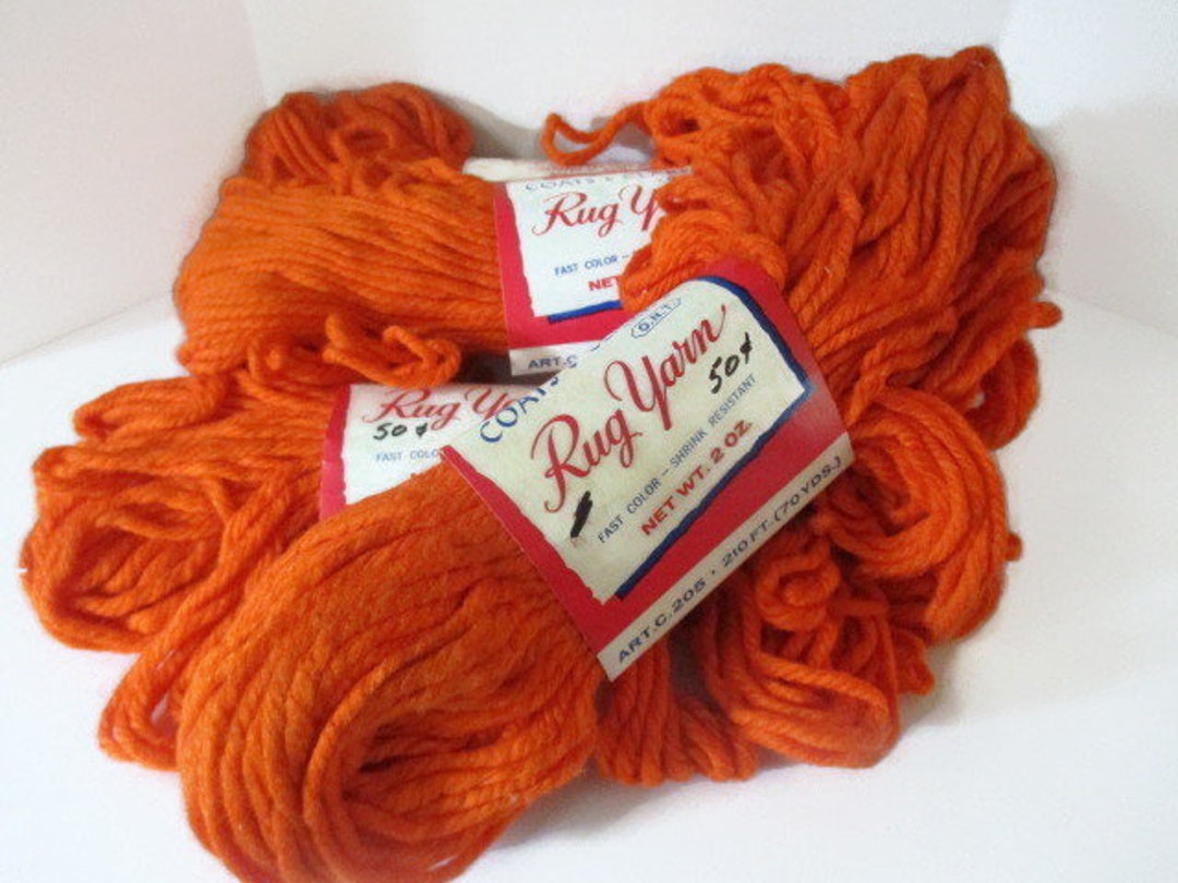 Coats & Clark's Orange Rug Yarn in Color 135C Tango, Rayon/cotton Blend ...