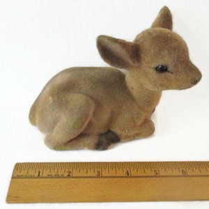 Flocked Deer Fawn Coin Bank, Flocked Blow Mold Plastic Deer Piggy Bank ...