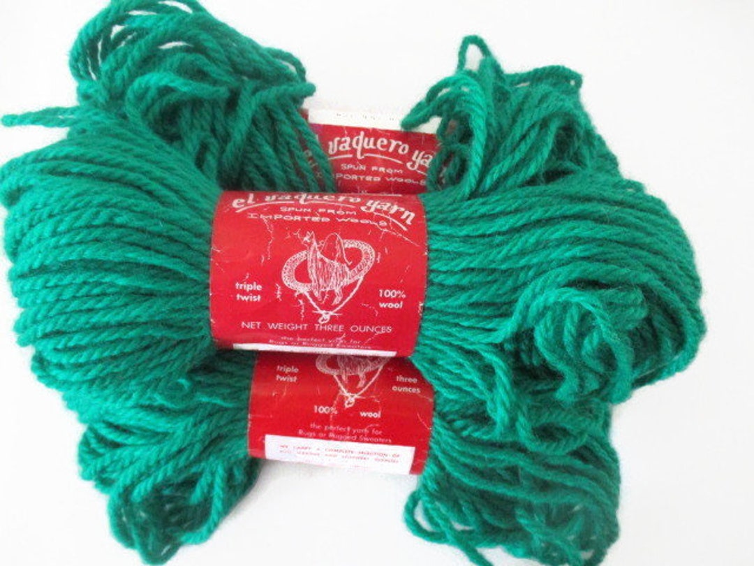 El Vaquero 100% Wool Yarn for Rugs or Rugged Sweaters, Green Color 955 ...