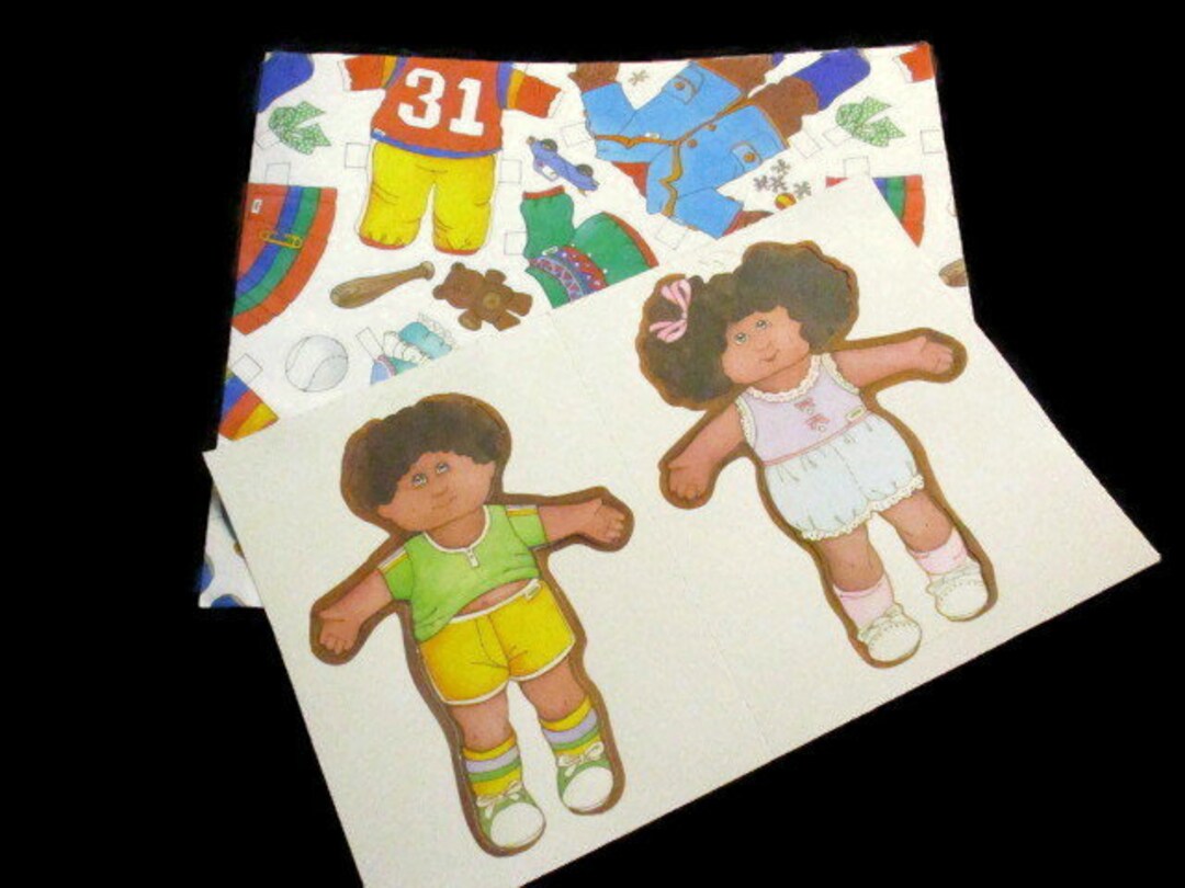 Current XL Folded Cabbage Patch Paper Doll Folded Gift Wrap Sheet W/ 2 ...