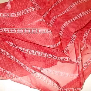 Rare RED Sheer Flocked Vintage Fabric BTY, Fifties Red Flocked Party ...