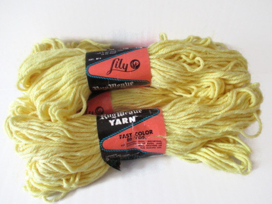 Lily 100% Cotton Rug Yarn in Canary Color #11, Pale Yellow Rug Yarn, 80 ...