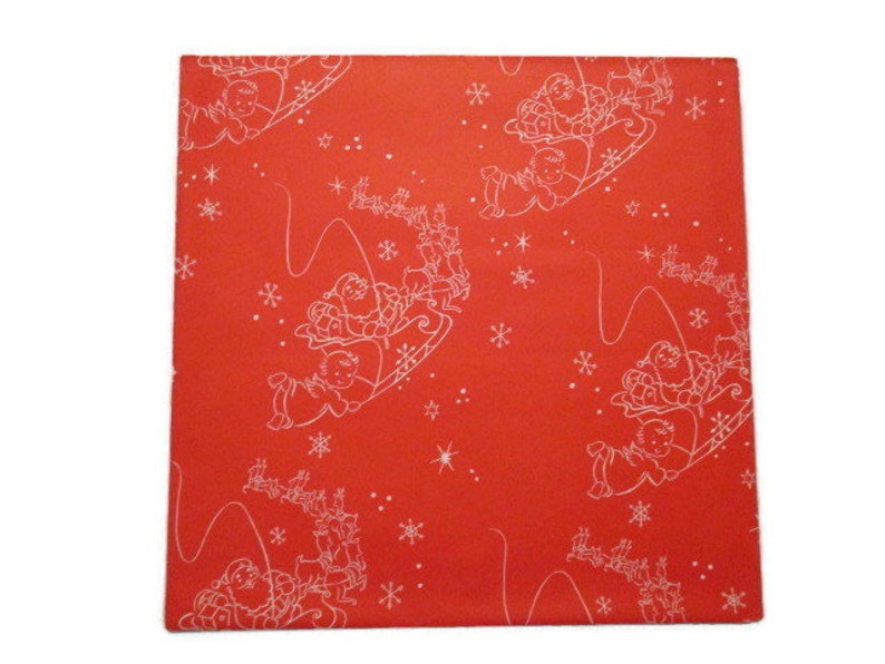 Santa's Sleigh Vintage Christmas Wrapping Paper W/ Red - Etsy