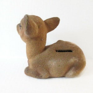 Flocked Deer Fawn Coin Bank, Flocked Blow Mold Plastic Deer Piggy Bank ...