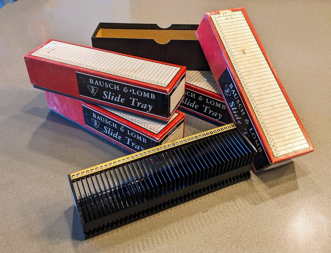 4 Bausch & Lomb Slide Magazine Trays - Designed to Hold 40 2" X 2" 35mm ...