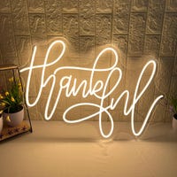 Give Thanks Neon Sign – Fall Wall Decor With Leaf Design LED Light - Etsy