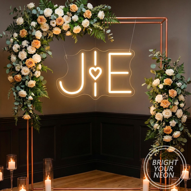 Custom Initials Neon Sign, Personalized Wedding Decor, Battery Operated ...