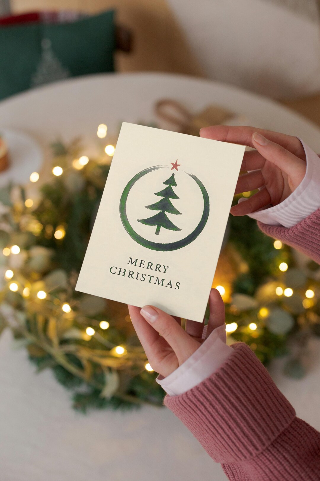 Set of 5 Printable Zen Christmas Cards, Minimalist Holiday Card Bundle ...