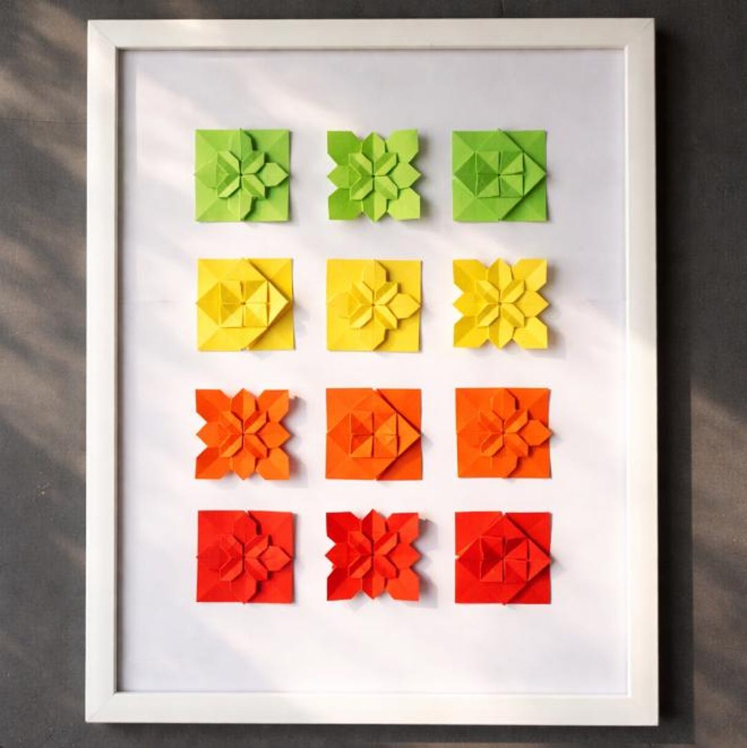 Framed Hydrangea Flower Tessellation Hanging 13inx11in 4x3 Grid ...