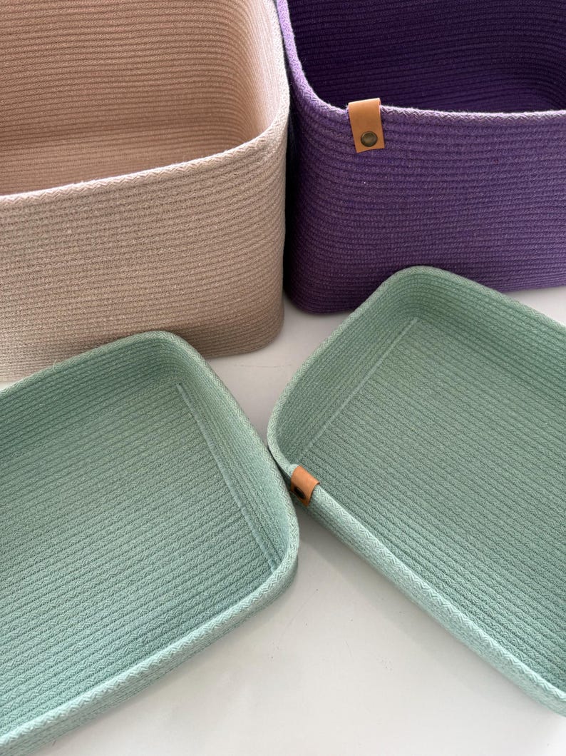 Cotton Rope Basket, Cotton Rectangular Storage Baskets, Decorative ...
