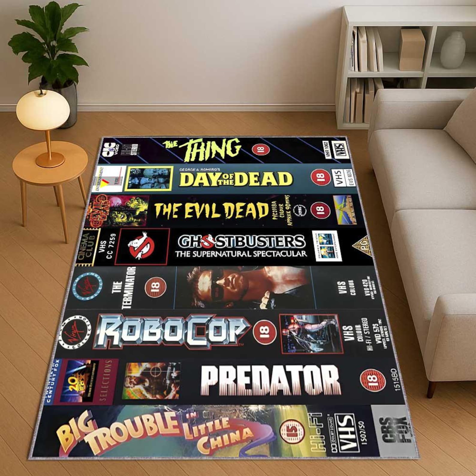 80s VHS Movie Rug, Custom Horror Sci-fi Carpet, the Thing Terminator ...