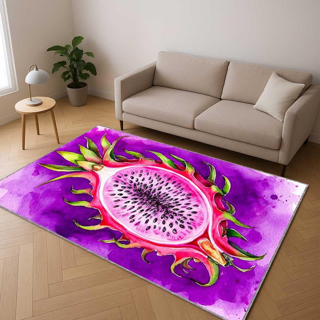 Dragon Fruit Kitchen Rug, Tropical Fruit Area Rug, Colorful Kitchen Mat ...