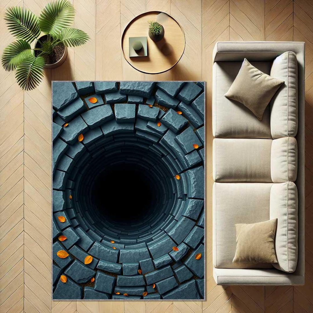 3D Deep Hole Rug, Halloween Illusion Carpet, Optical Floor Rug, Spooky ...