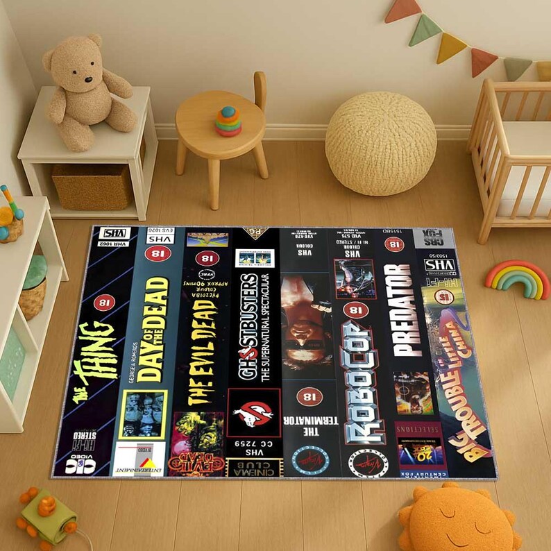 80s VHS Movie Rug, Custom Horror Sci-fi Carpet, the Thing Terminator ...