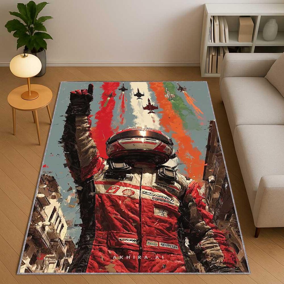 Racer Rug, Racing Driver Decor, Formula 1 Art Carpet, Motorsport Man ...