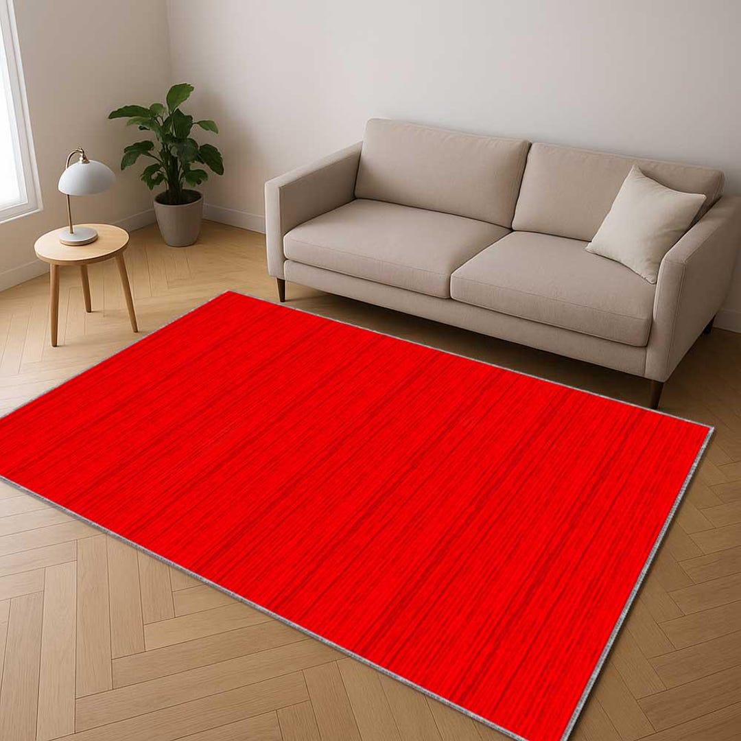 Red Pattern Area Rug, Modern Red Kitchen Rug, Office Decor Carpet ...