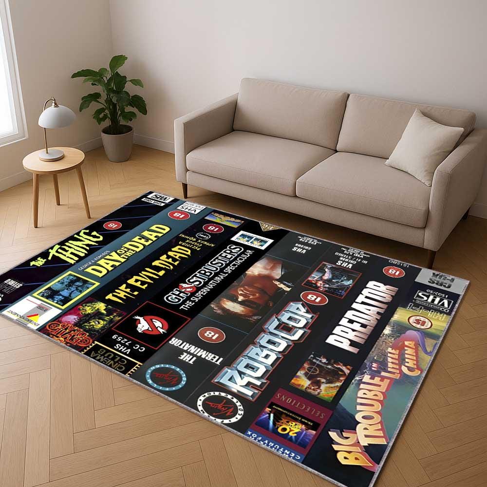 80s VHS Movie Rug, Custom Horror Sci-fi Carpet, the Thing Terminator ...